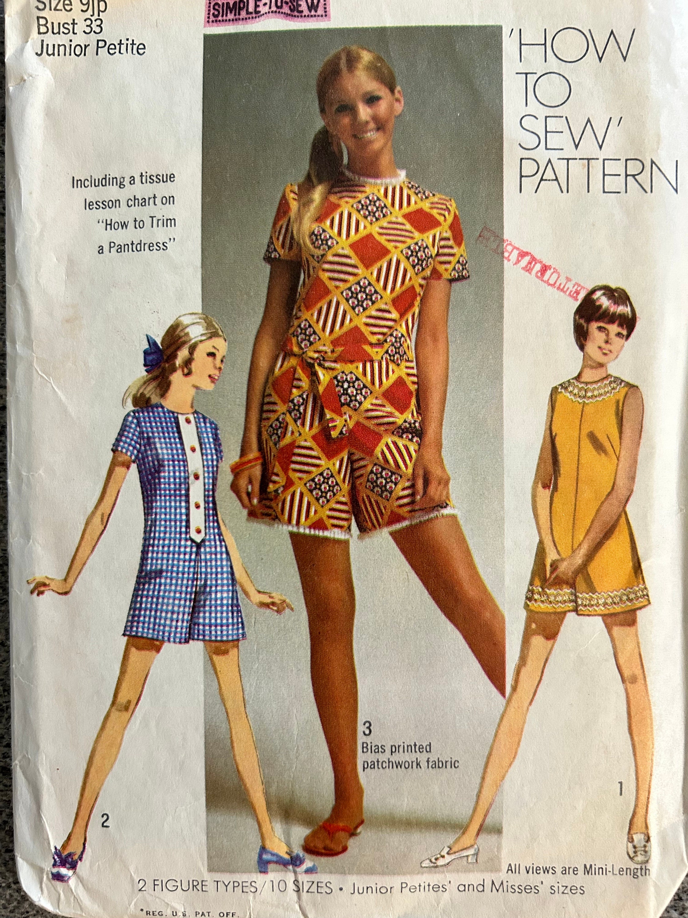 Vintage 1969 Simplicity "how to Sew" Pattern 8667 Junior Petite Mini ...