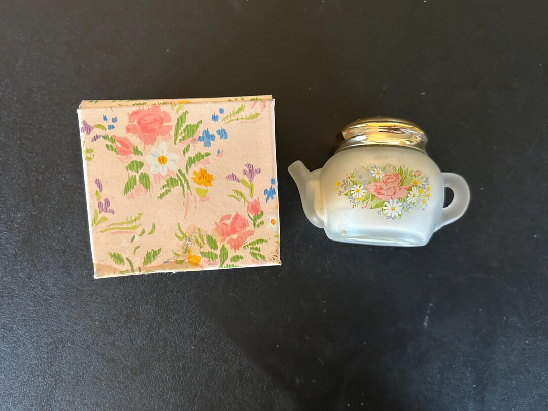 Vintage Avon "teatime" Teapot Shaped Glass Bottle Moonwind Powder ...