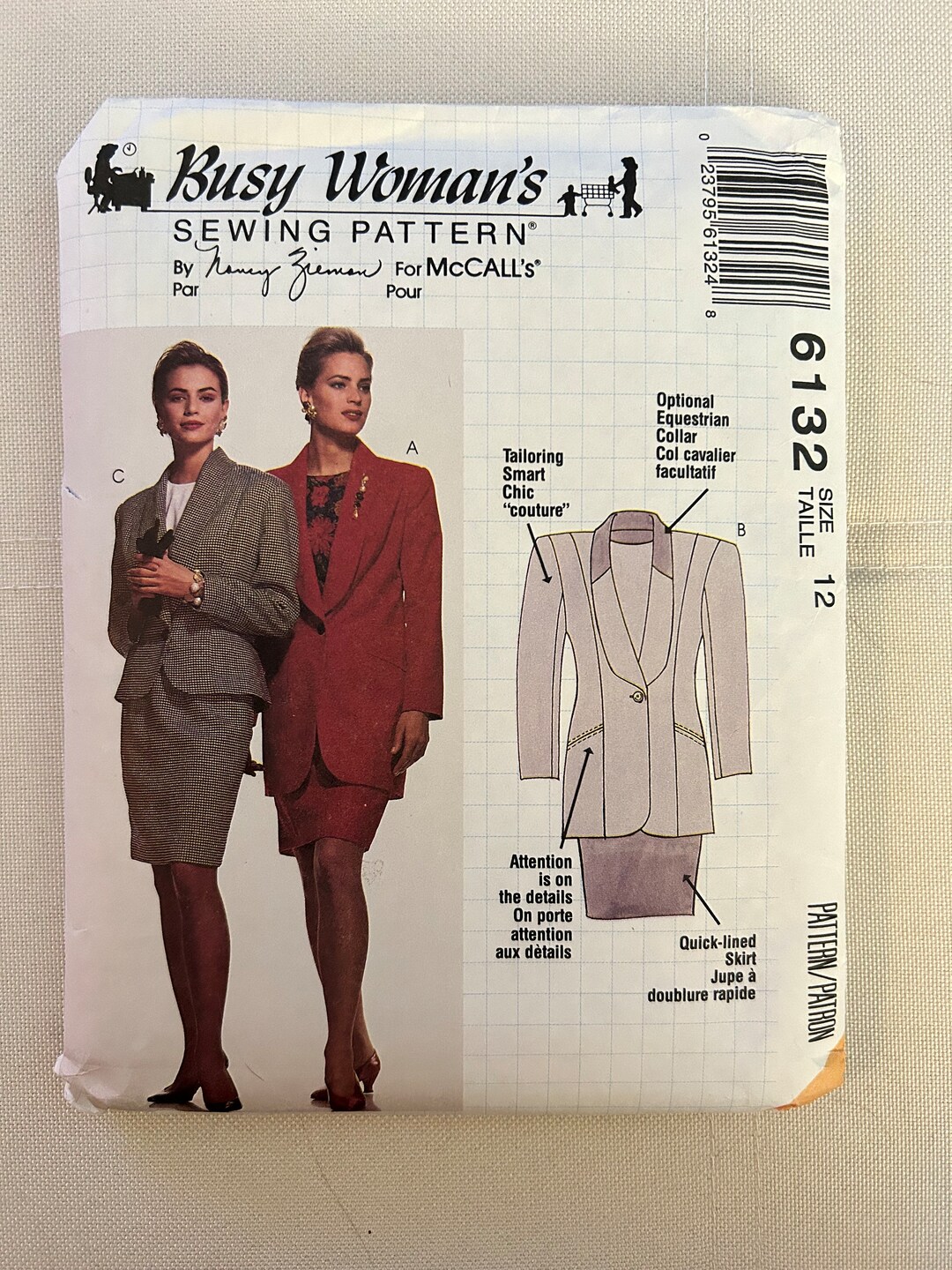 Vintage 1992 Busy Woman’s Mccall's Sewing Pattern 6132 Misses' Lined ...