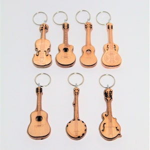 Guitar Banjo Mandolin Dobro Ukulele Fiddle Key/fob Ring; Handcrafted ...