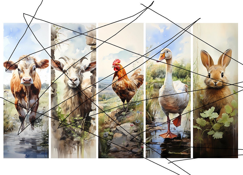 Spring Farm Animal Bookmarks-digital - Etsy