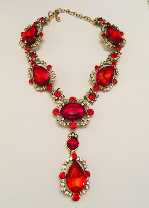 Gold Tone Antique Vintage Art Deco Retro Style Scarlet Ruby | Etsy