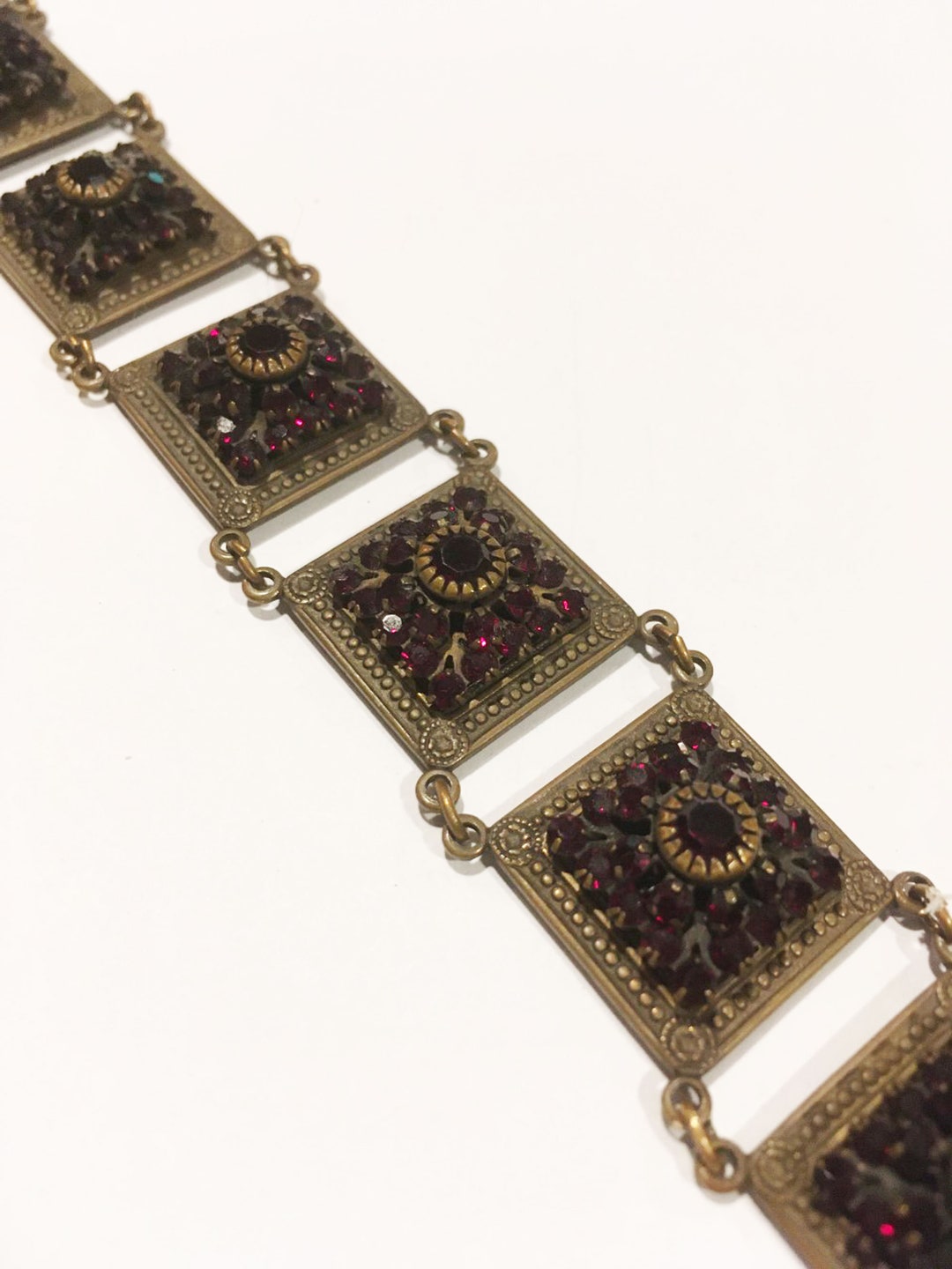 Vintage Victorian Reproduction Garnet Red Ruby Rhinestone Bracelet - Etsy