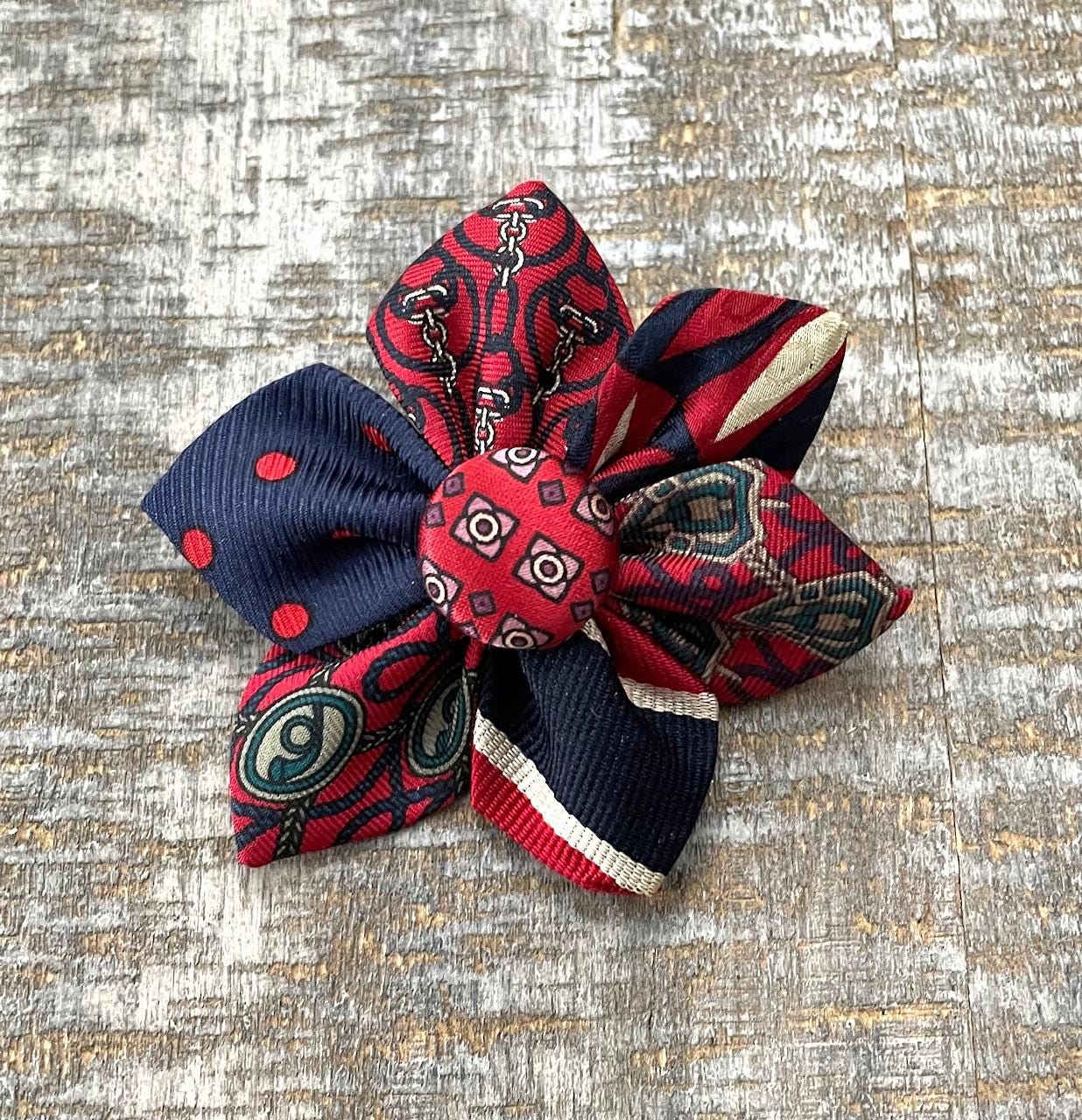 Upcycled Silk Tie Flower Pin – Handmade Boutonniere - Etsy