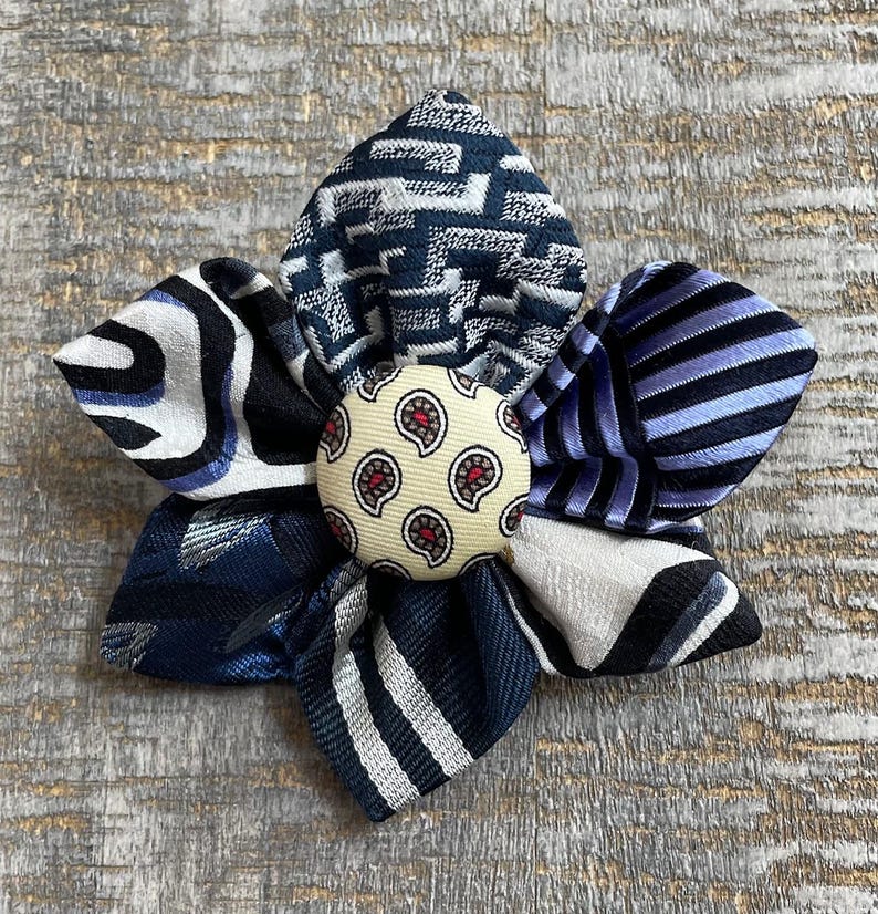 Upcycled Silk Tie Flower Pin – Handmade Boutonniere - Etsy
