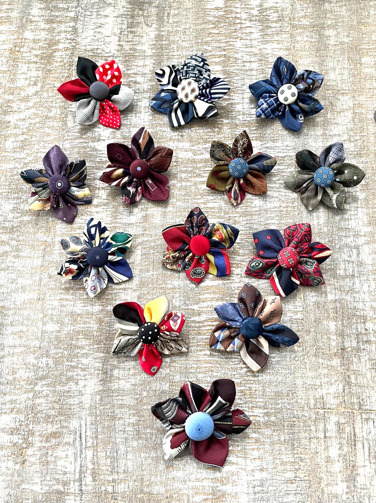 Upcycled Silk Tie Flower Pin – Handmade Boutonniere - Etsy