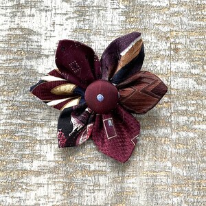Upcycled Silk Tie Flower Pin – Handmade Boutonniere - Etsy