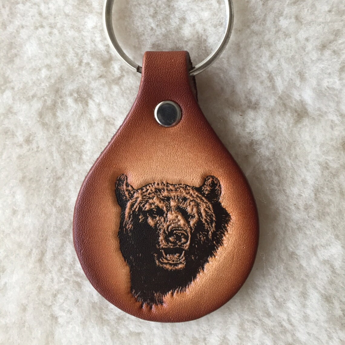 Handmade Leather Bear Key Tag - Etsy