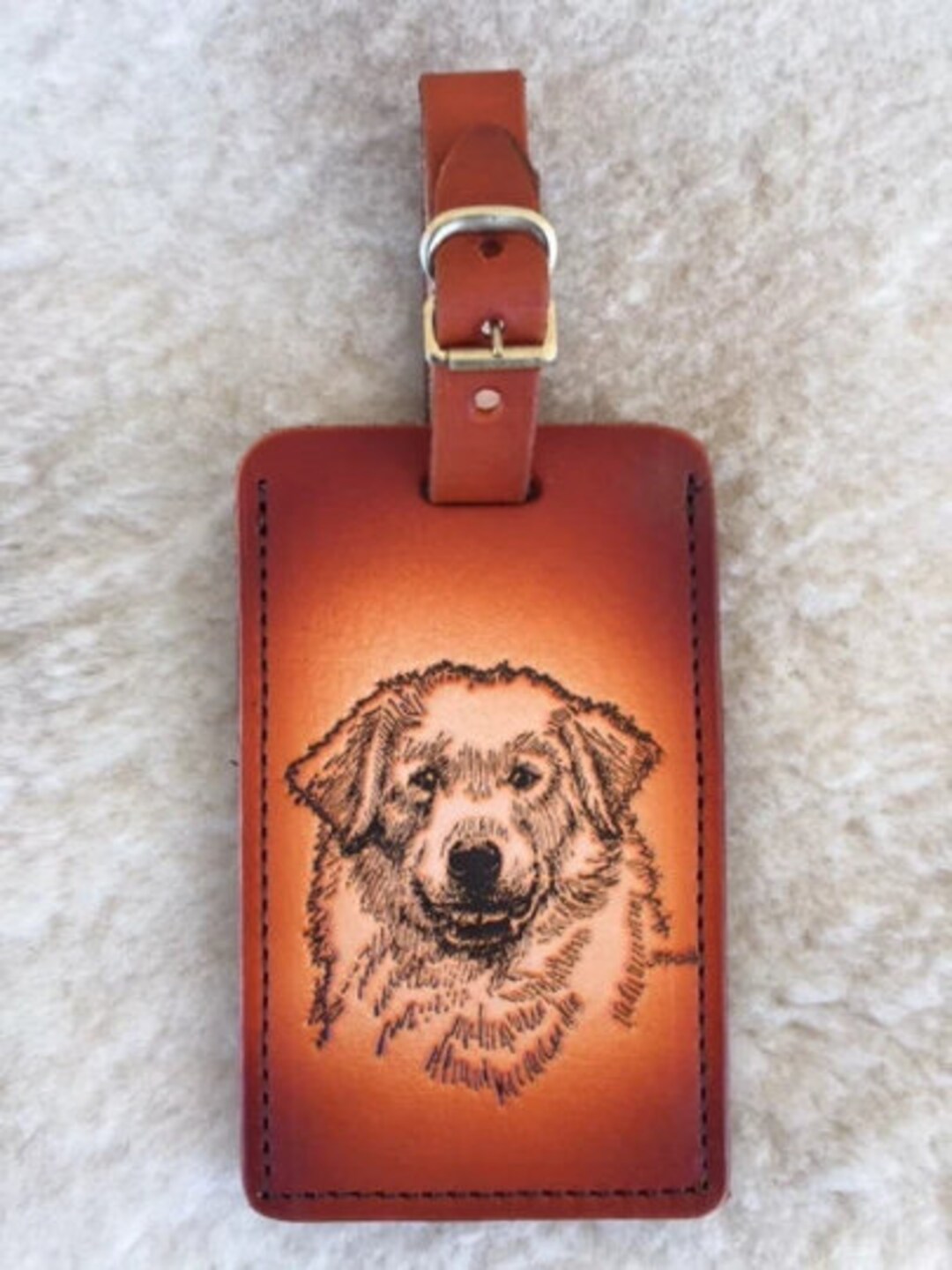 Handmade Leather Great Pyrenees Luggage Tag - Etsy