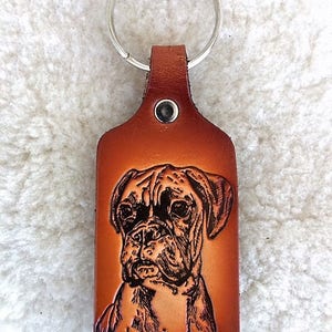 Handmade Boxer Leather Key Tag - Etsy