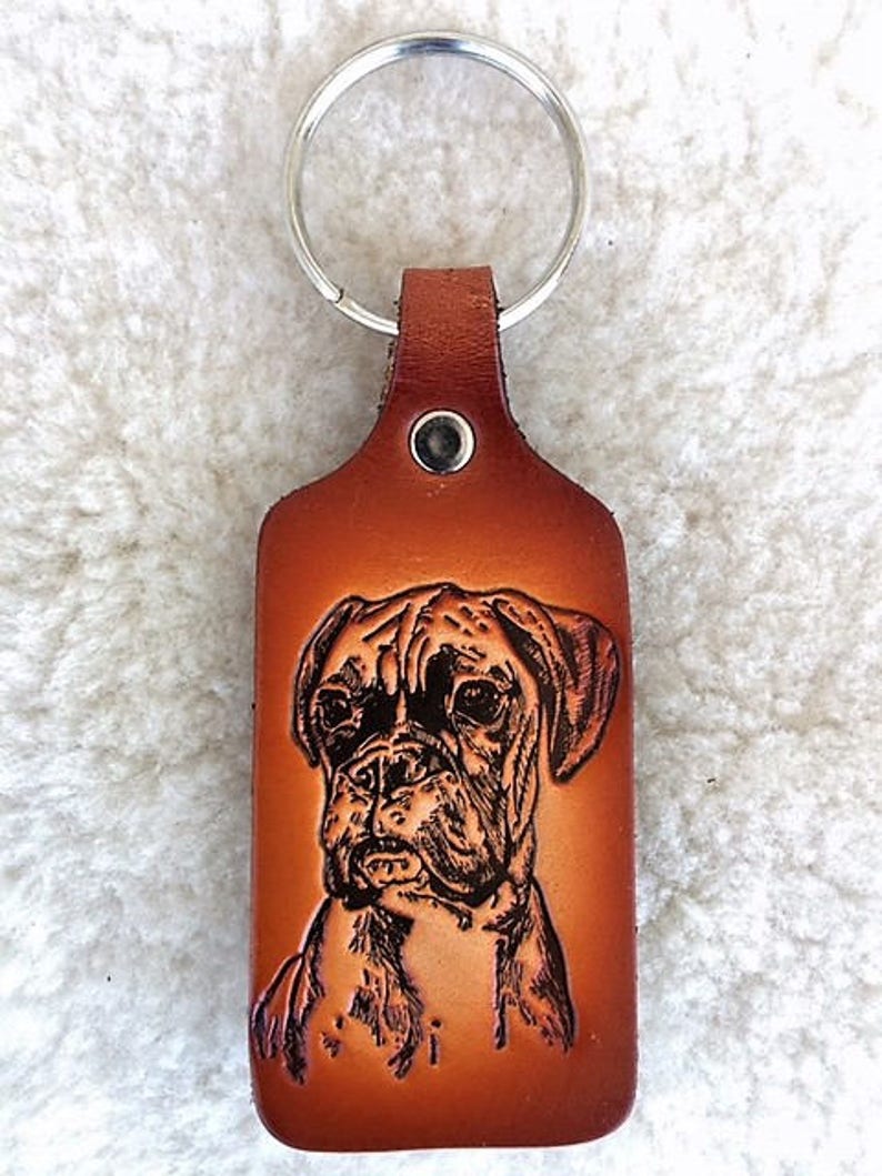 Handmade Boxer Leather Key Tag - Etsy