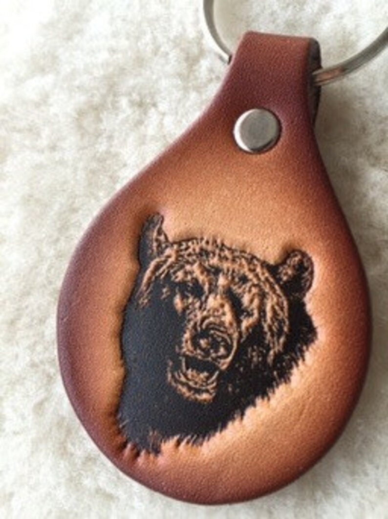 Handmade Leather Bear Key Tag - Etsy