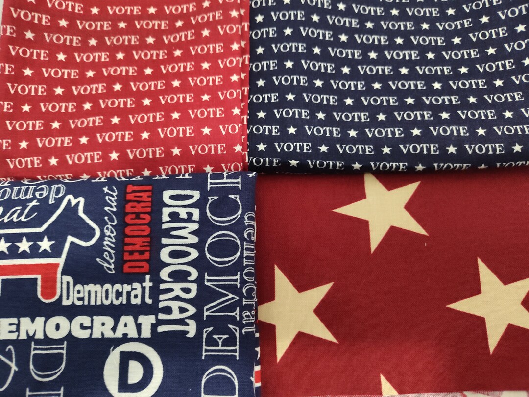 Patriotic Vote Election Fourth of July Democrat Quilting Cotton Fabric ...