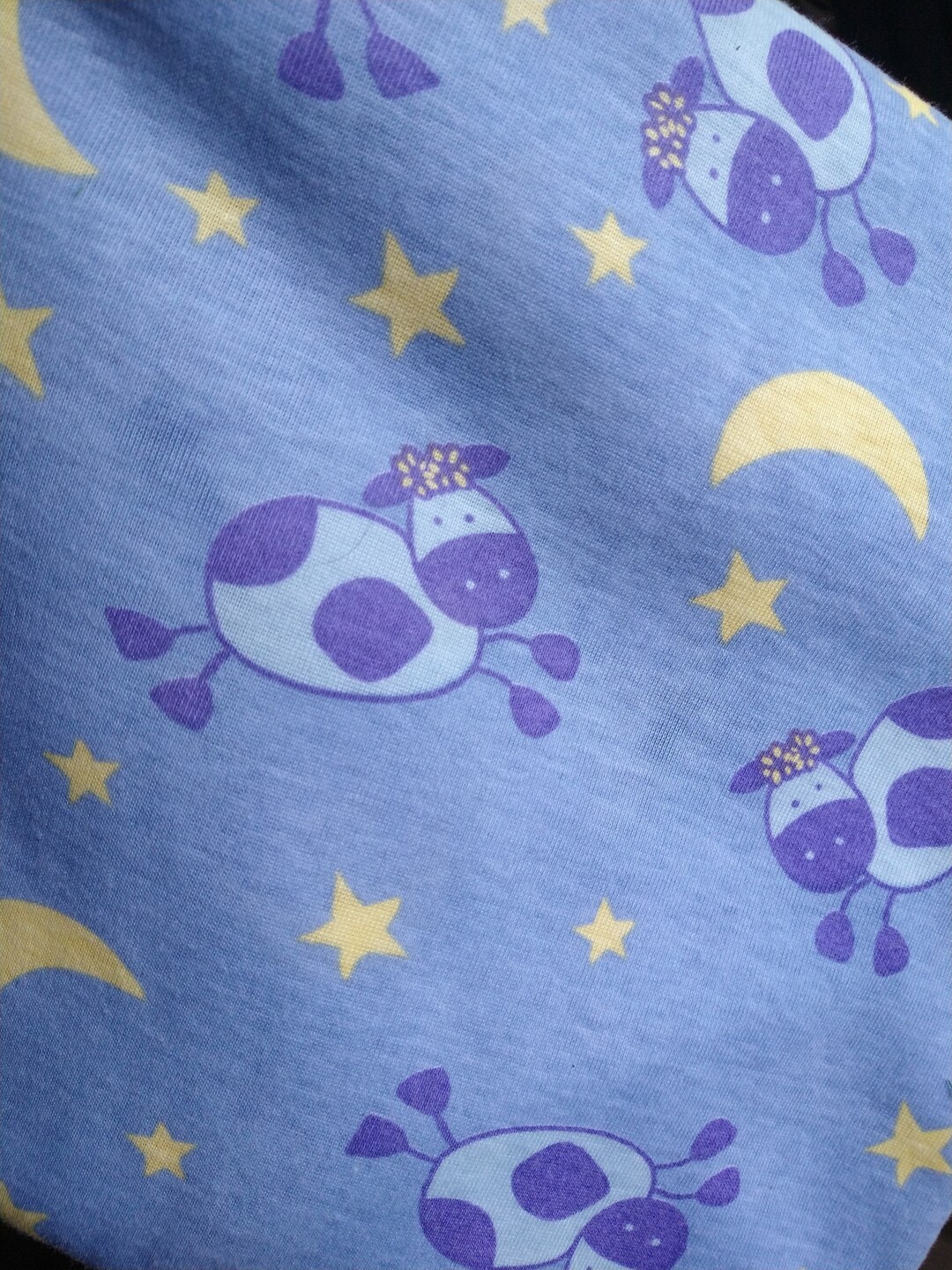 Nursery Rhyme Knit Fabric Hey Diddle Diddle the Cow Jumps Over the Moon ...