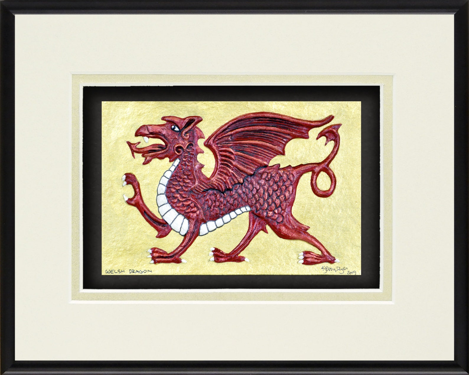 Welsh Dragon Cast Paper Fantasy Art Celtic Dragon - Etsy