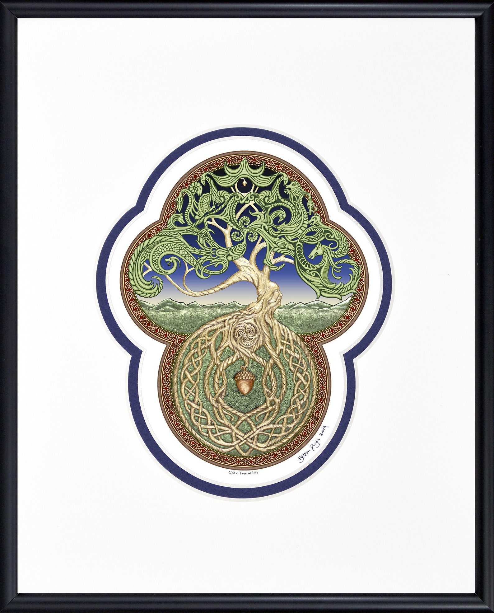 Celtic Tree of Life - Framed Digital Art Print 8" X 10" - Great Oak ...