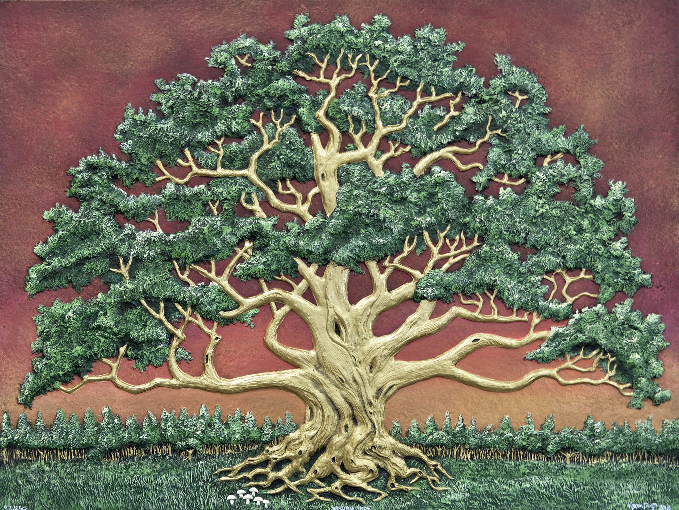 The Wisdom Tree Cast Paper Large Tree Green Spreading | Etsy