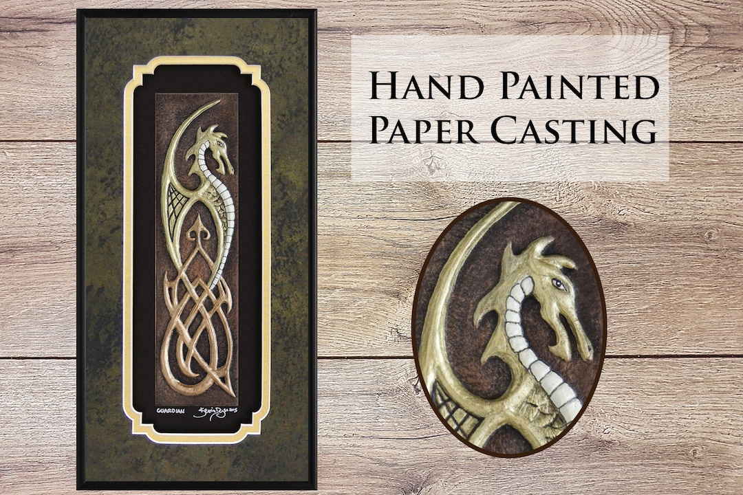 Guardian the Protector Dragon Cast Paper Fantasy Art Celtic Dragon ...