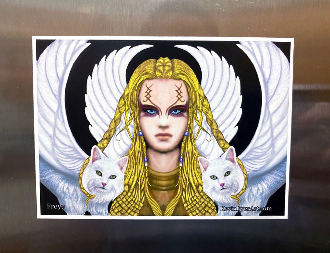 Freya Die-cut Magnet | Celtic Norse Viking Gift | Freyja Goddess & Cats ...