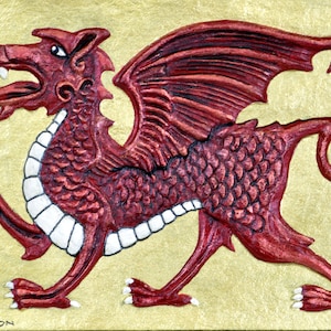 Welsh Dragon Cast Paper Fantasy Art Celtic Dragon Celtic Knot Draco ...