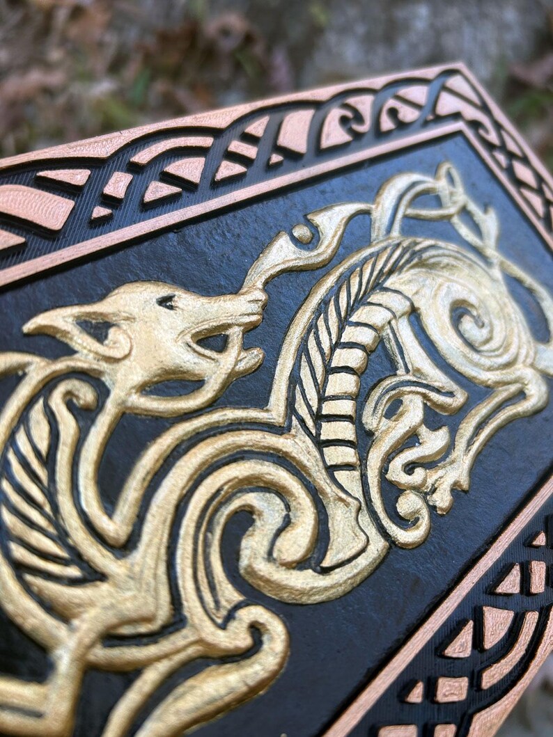Celtic Dog - Hand Painted Cast Paper Kevin Dyer - Zoomorphic Irish ...