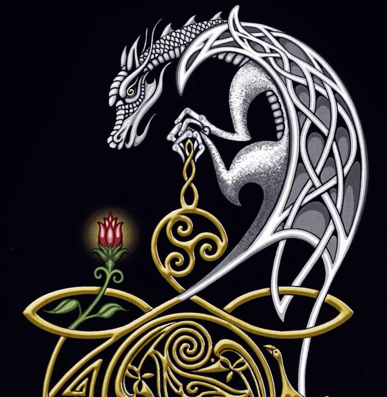 Celtic Dragon - Framed Digital Art Print - Fantasy Gift - Irish - 8" X ...