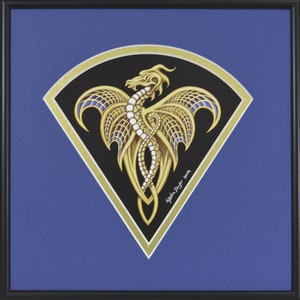 Fan Dragon - Framed Digital Print - 10" X 10" - Fantasy Art -gold ...