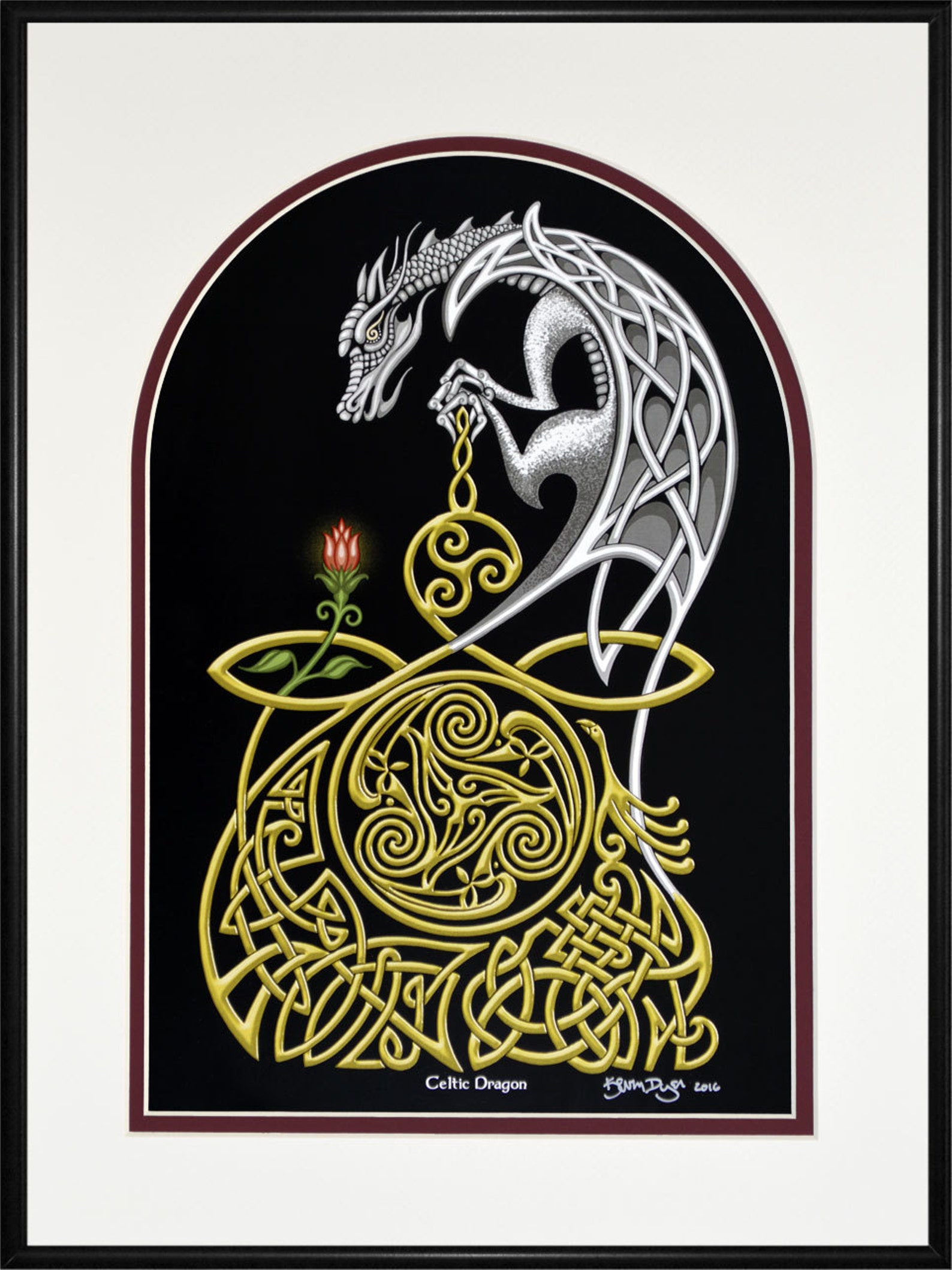 Celtic Dragon - Framed Digital Art Print - 11" X 14" - Fantasy Gift ...