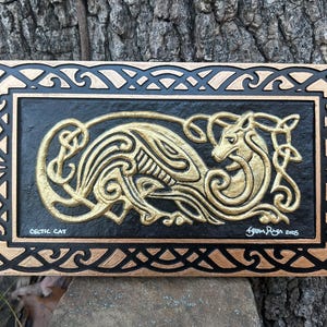 Celtic Cat - Cast Paper Kevin Dyer - Zoomorphic Irish Scottish Welsh ...