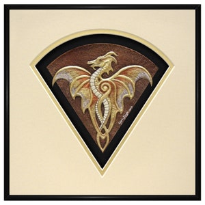 Fan Dragon - Cast Paper - Fantasy Art -gold Dragon - Drake - Draco ...