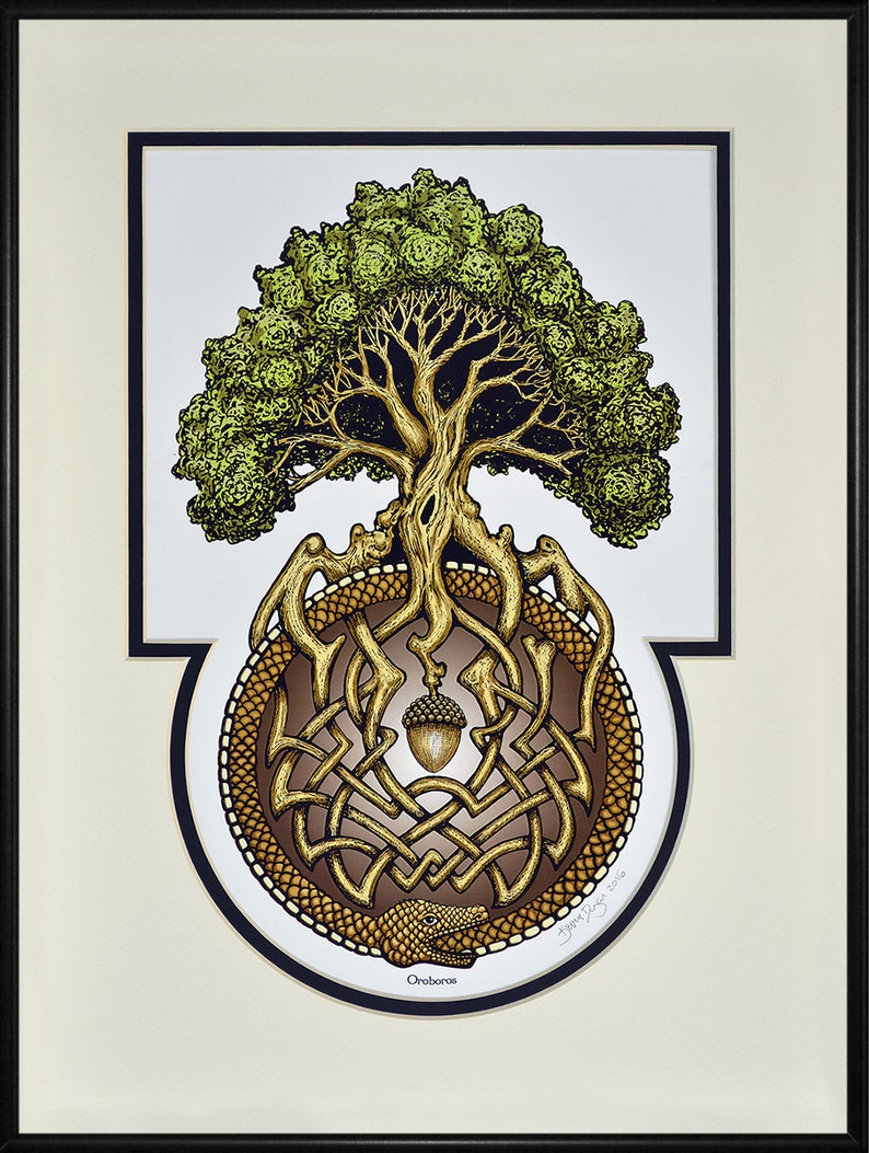 Ouroboros Tree- Framed Digital Art Print - 11" X 14" - Great Oak ...