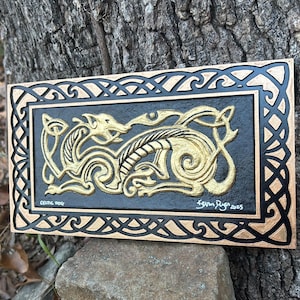 Celtic Dog - Hand Painted Cast Paper Kevin Dyer - Zoomorphic Irish ...