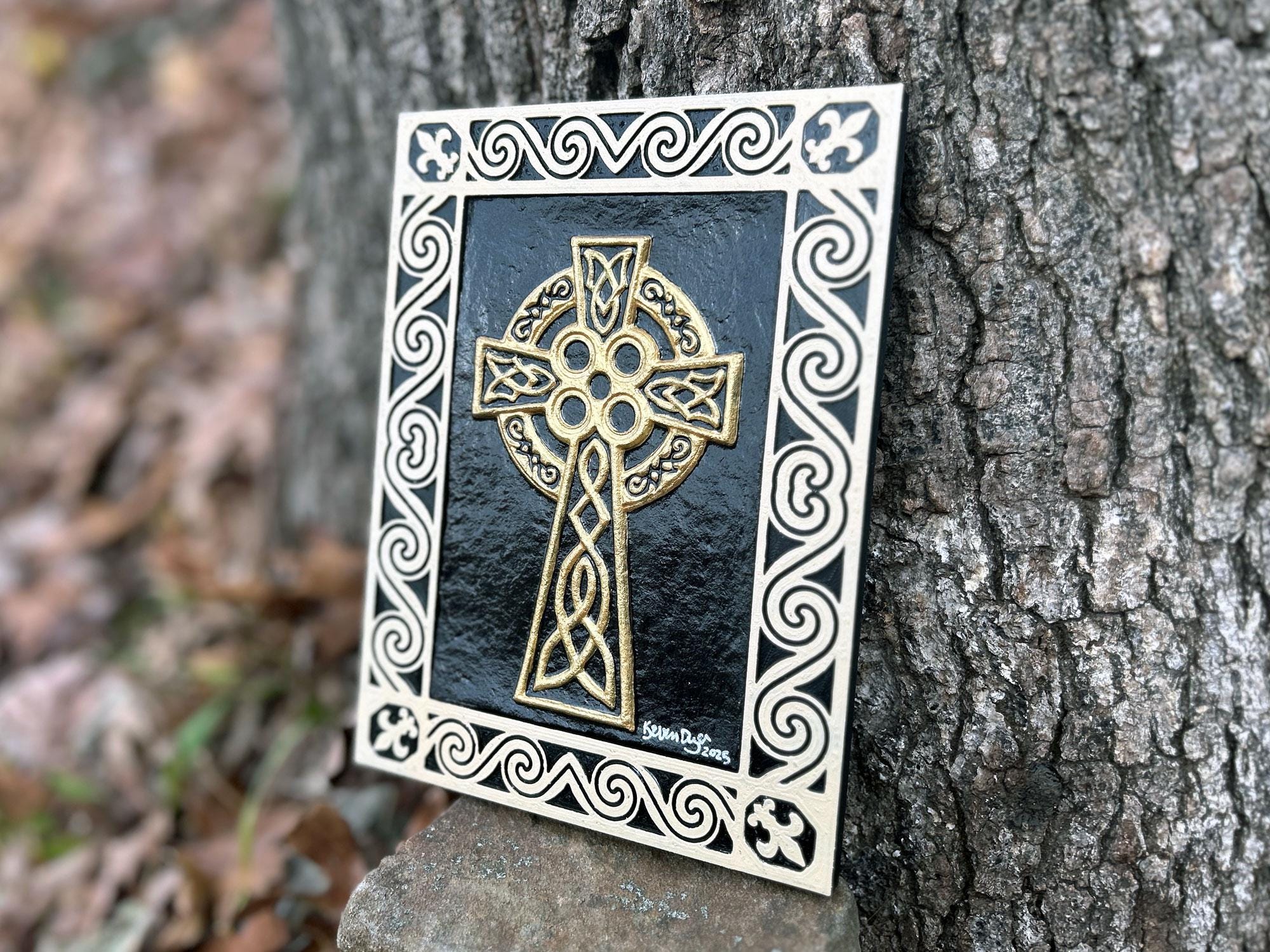 Celtic High Cross - Hand Painted Cast Paper - Celtic Blessing - Irish ...
