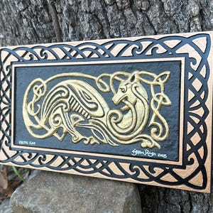 Celtic Cat - Cast Paper Kevin Dyer - Zoomorphic Irish Scottish Welsh ...