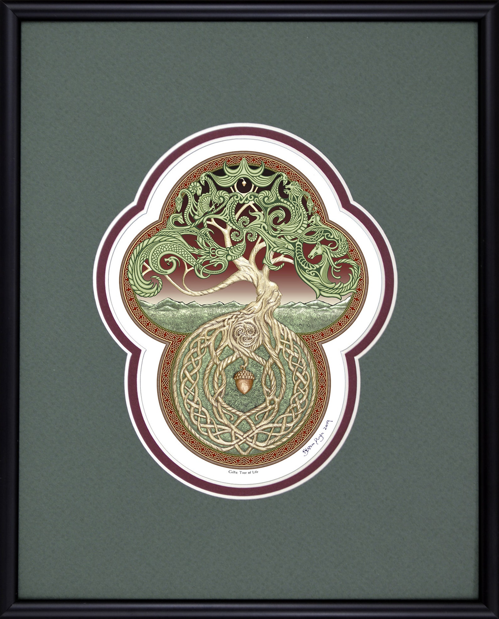 Celtic Tree of Life - Framed Digital Art Print 8" X 10" - Great Oak ...