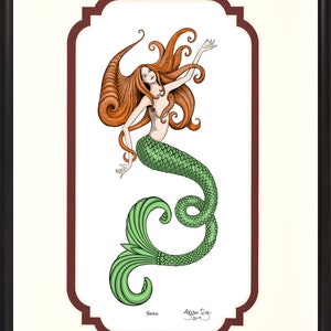 Siren - Framed Digital Art Print - 8" X 12" - Mermaid Fantasy Atlantis ...