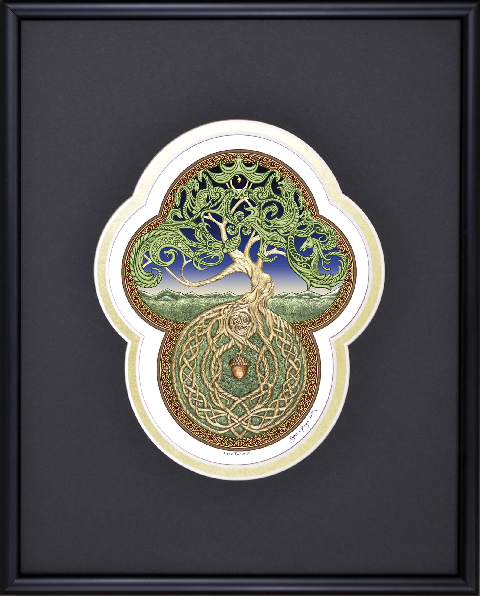 Celtic Tree of Life - Framed Digital Art Print 8" X 10" - Great Oak ...