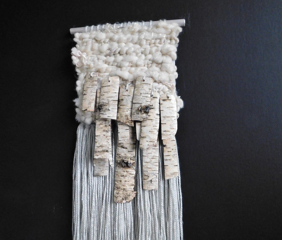 White Birch Wall Hanging, Art Yarn Wall Hanging, Birch Branch, Birch ...