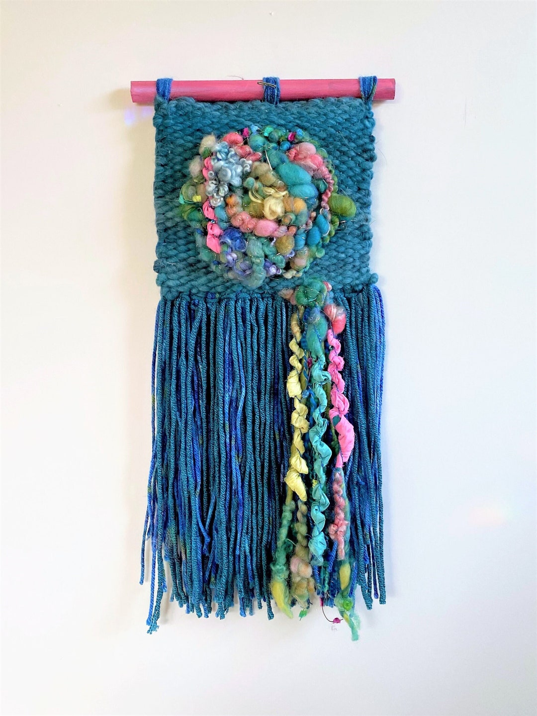 Blue Woven Wall Hanging, Art Yarn Wall Hanging, Baby Gift, Nursery ...