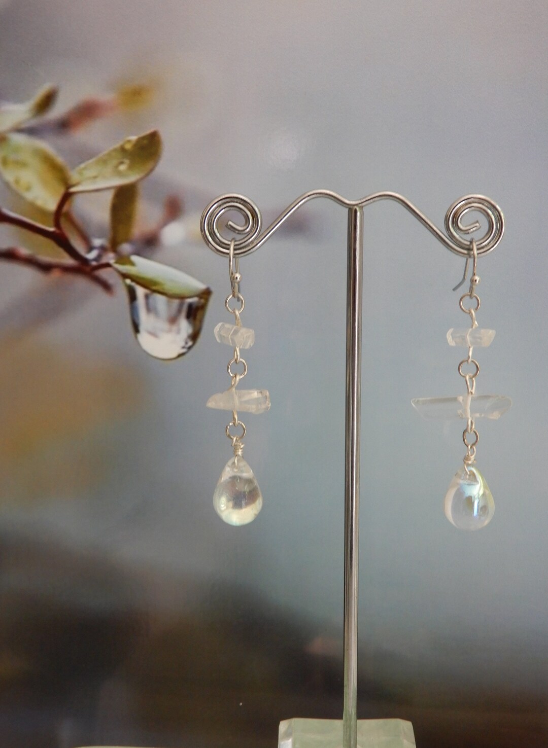 Water Drop, Morning Dew,quartz Crystal Czech Glass Teardrop Beads ...