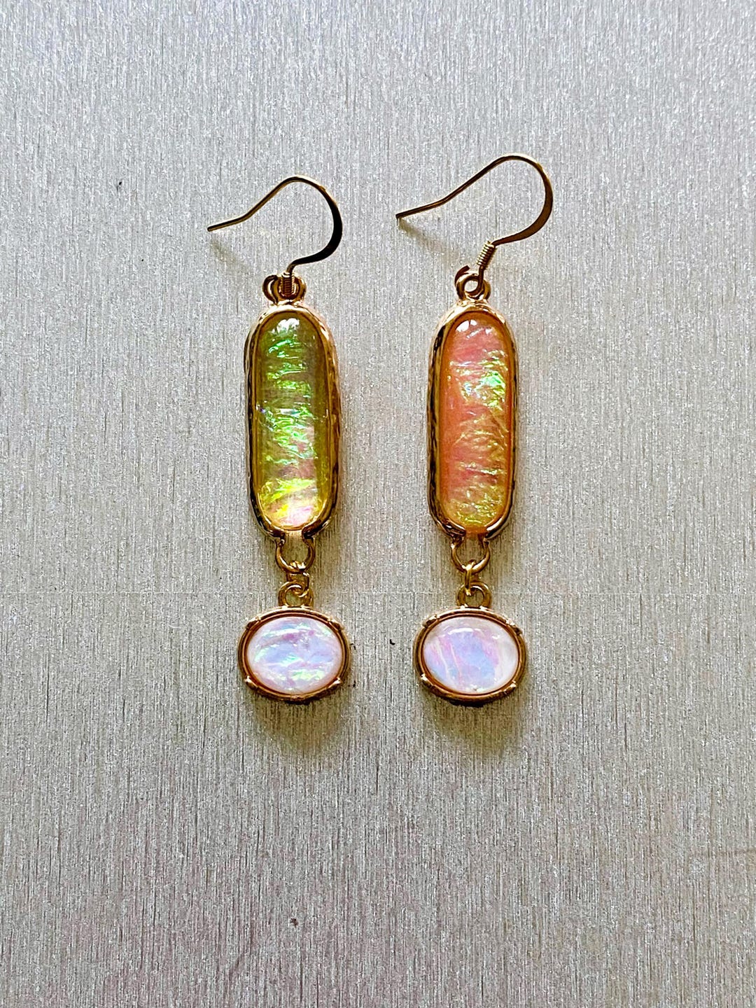 Opal Earrings, Green Pink Opal Earrings, White Opal Earrings ...