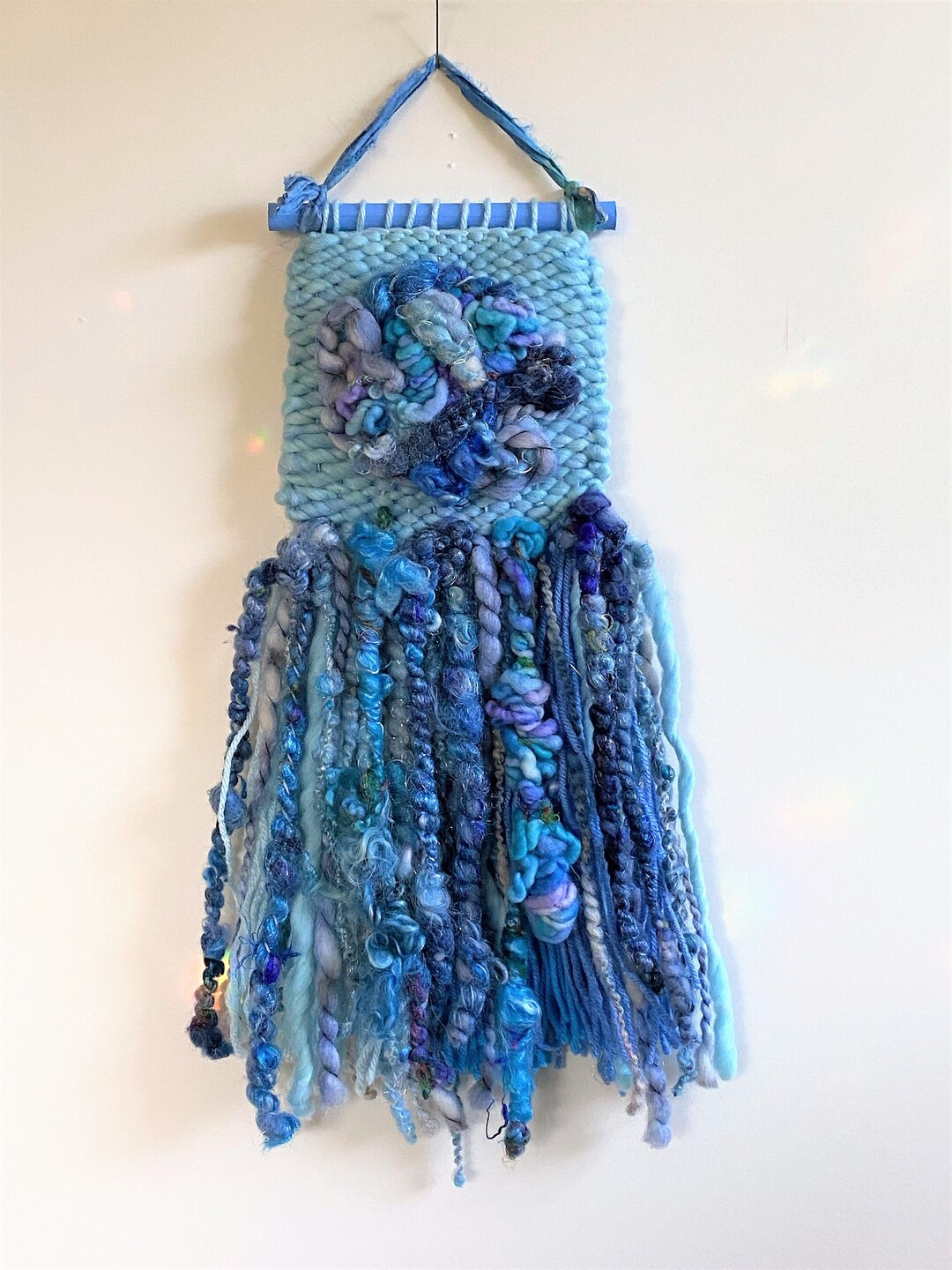 Blue Woven Wall Hanging, Art Yarn Wall Hanging, Baby Gift, Nursery ...
