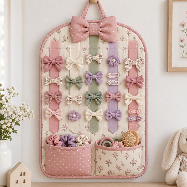 Hair Bow Organizer Sewing Pattern PDF, Hair Clip Holder, Hanging Wall ...