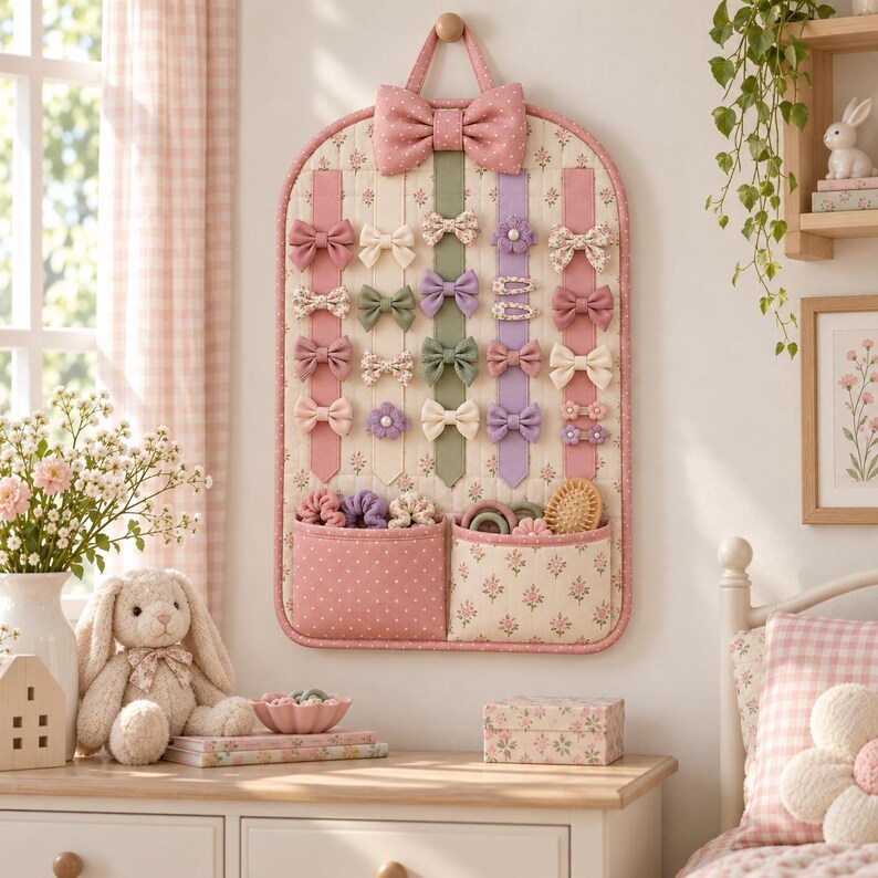 Hair Bow Organizer Sewing Pattern PDF, Hair Clip Holder, Hanging Wall ...