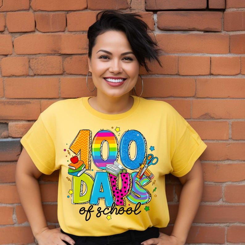 100 Days of School PNG, Teacher Student Shirt Design, Cute School ...