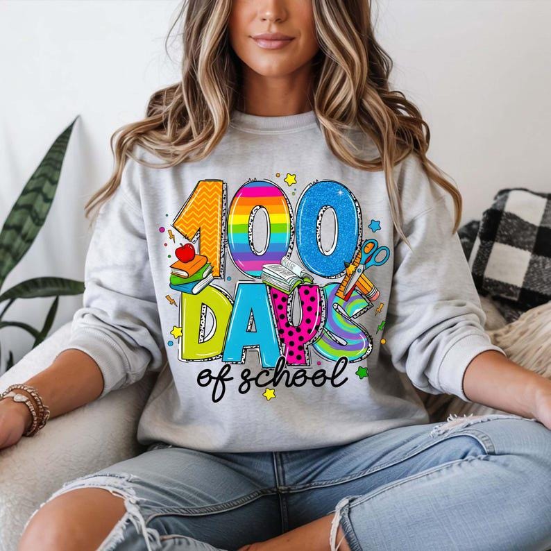 100 Days of School PNG, Teacher Student Shirt Design, Cute School ...