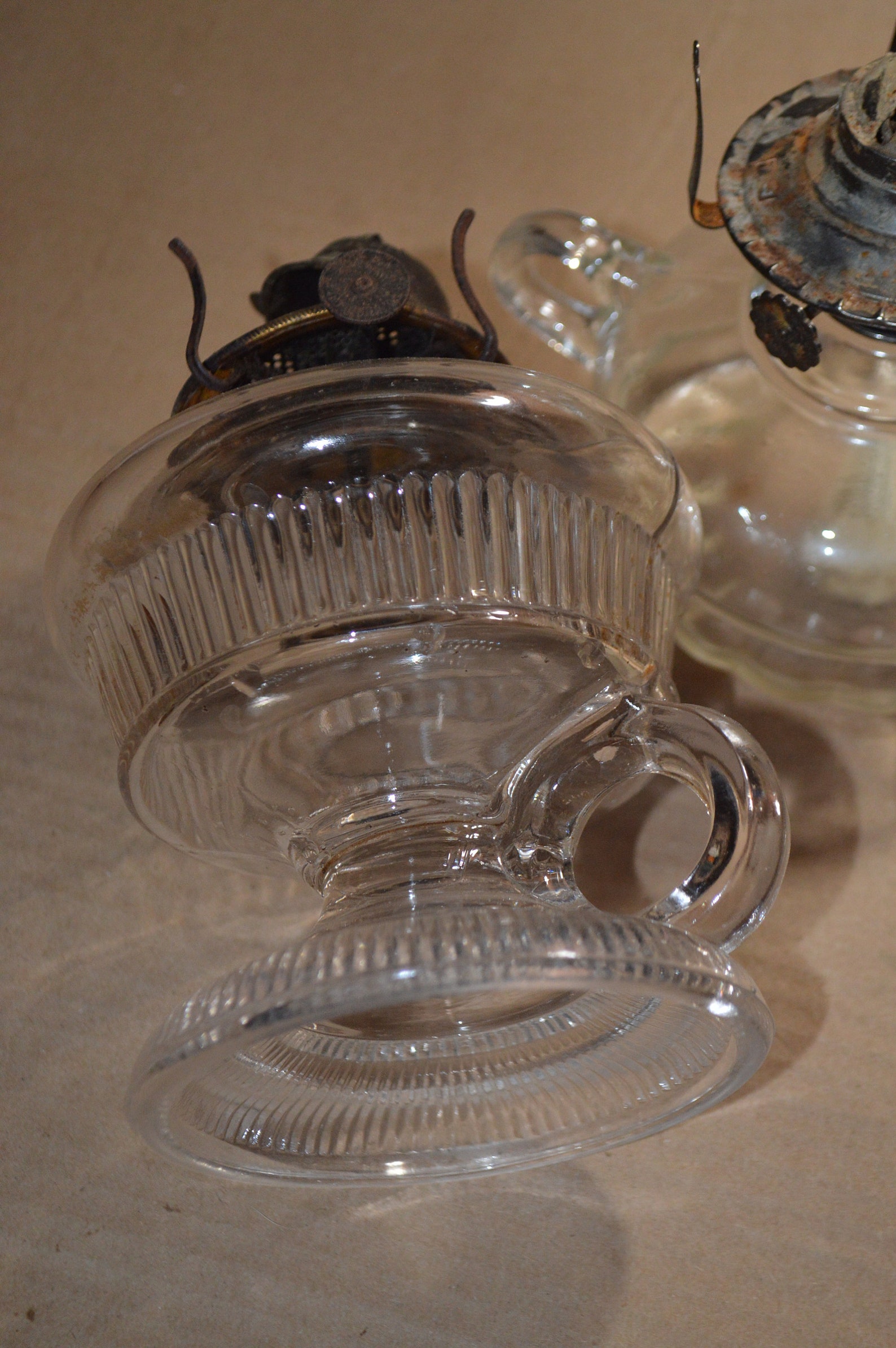 Hurricane Lamp Bases With Finger Handles 2 Vintage Clear - Etsy