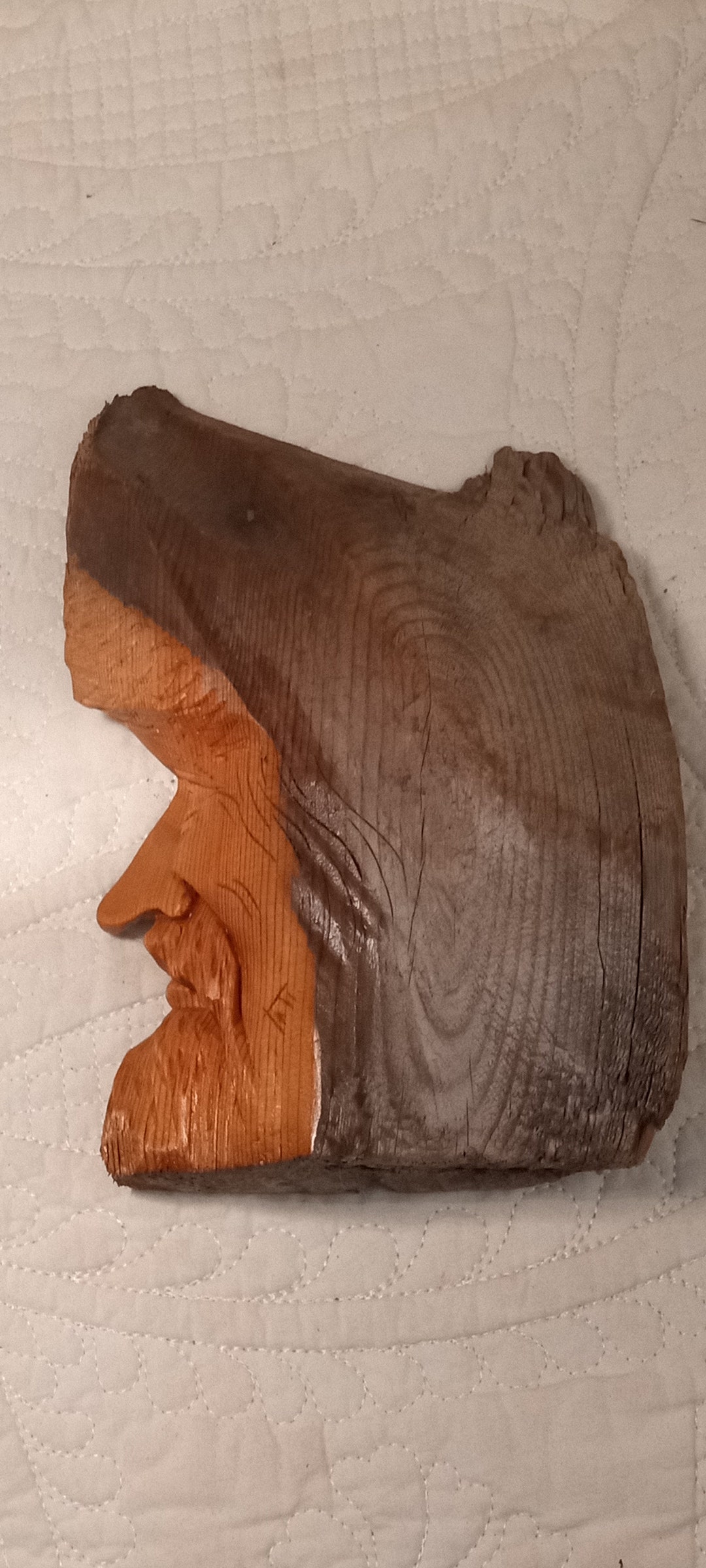 Hand Carved Wooden Face - Etsy