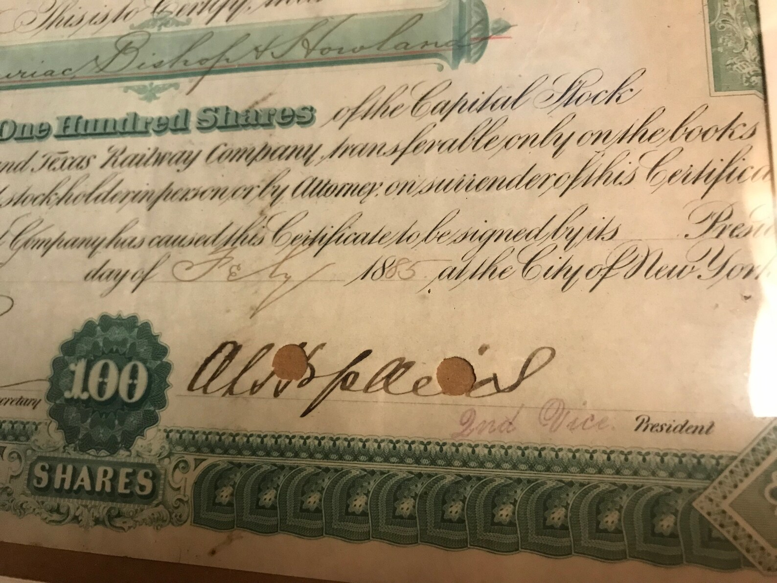 Antique Stock Certificate, Railroad Company Stock, Cherubs and Cows ...