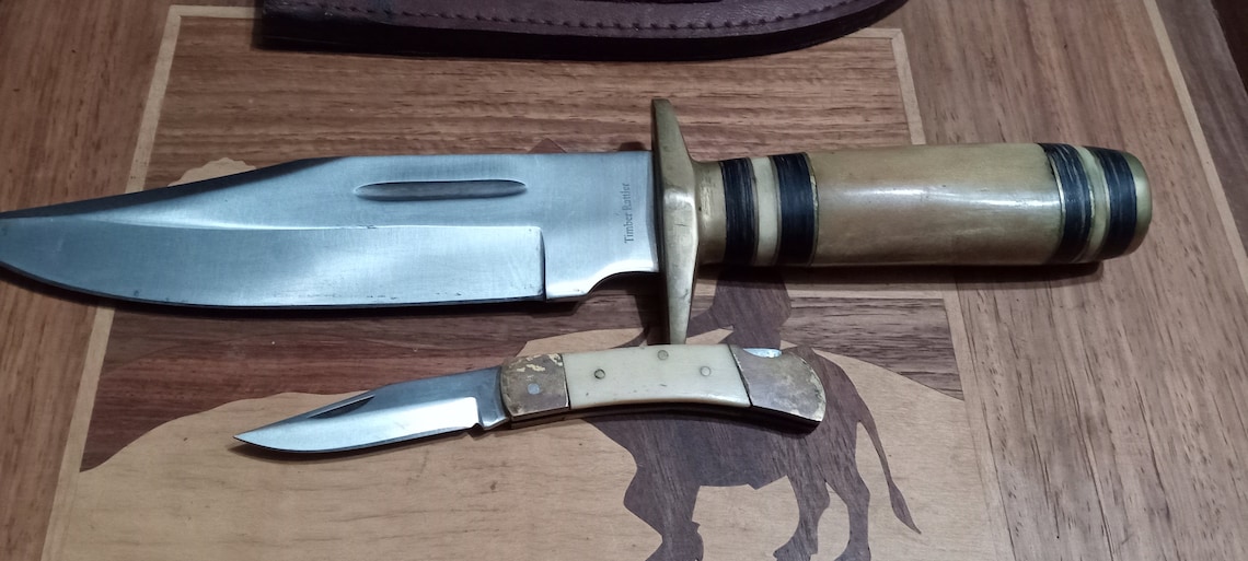 Vintage Timber Rattler Bowie Knife With Folding Knife - Etsy